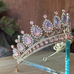 Light Pink Tiara Quinceañera Tiara Wedding Tiara Birthday Coronas Para ...