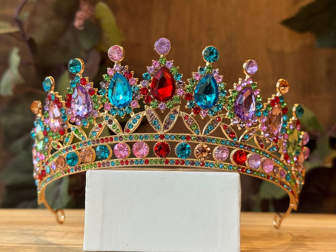 Rainbow Tiara Wedding Tiara Birthday Tiara Colorful Renaissance Tiara ...