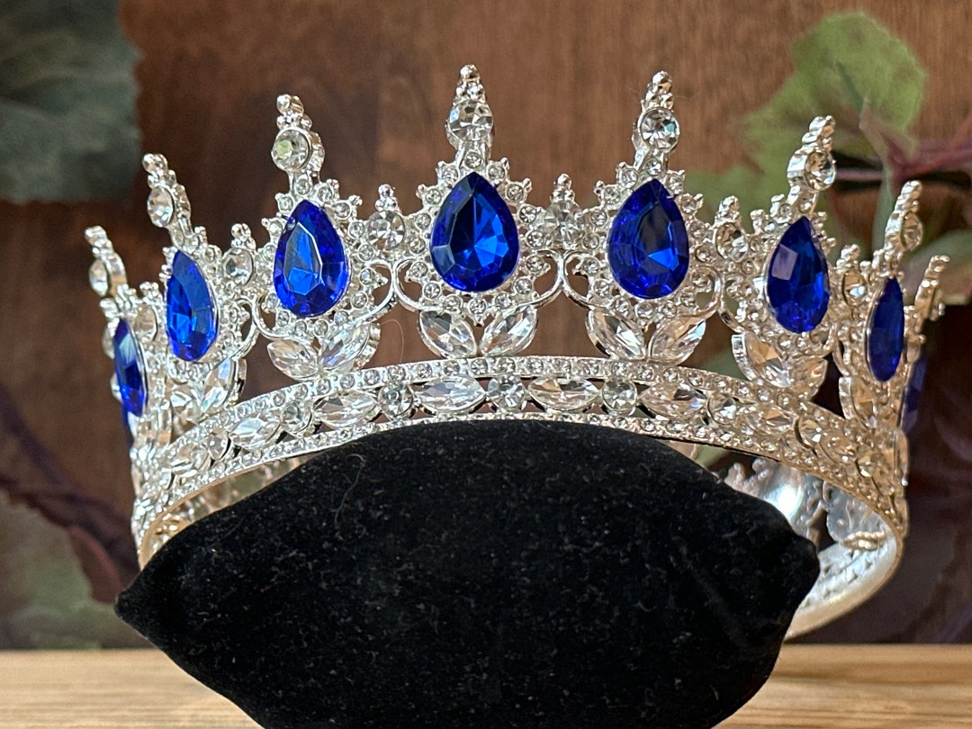 Royal Blue and Silver Crown Renaissance Fairs Birthday Crowns Wedding ...