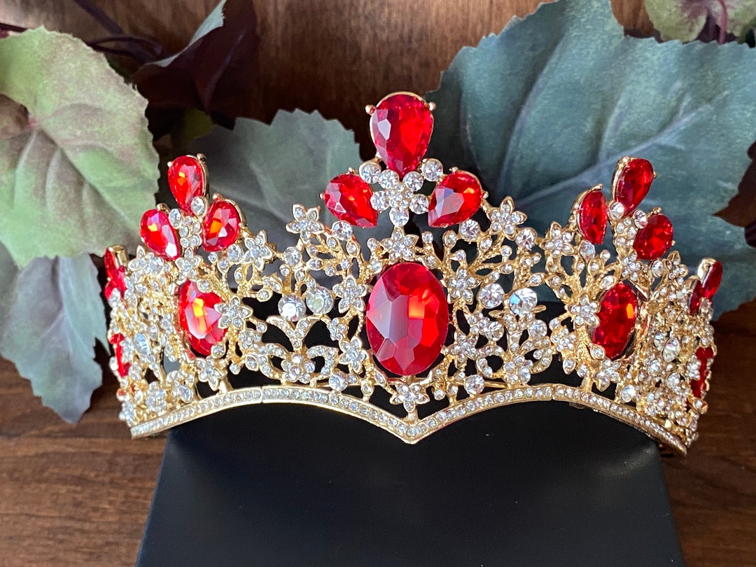 Red Tiara Quinceanera Tiara Wedding Tiara Red Stones Quinceanera Tiara ...