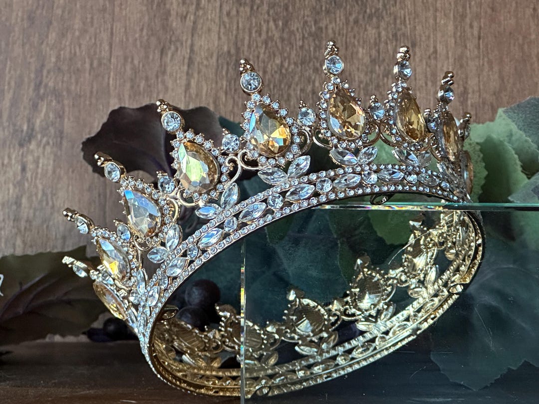 Champagne on Gold Crown: Renaissance, Wedding, Prom, Small Queen Crown ...