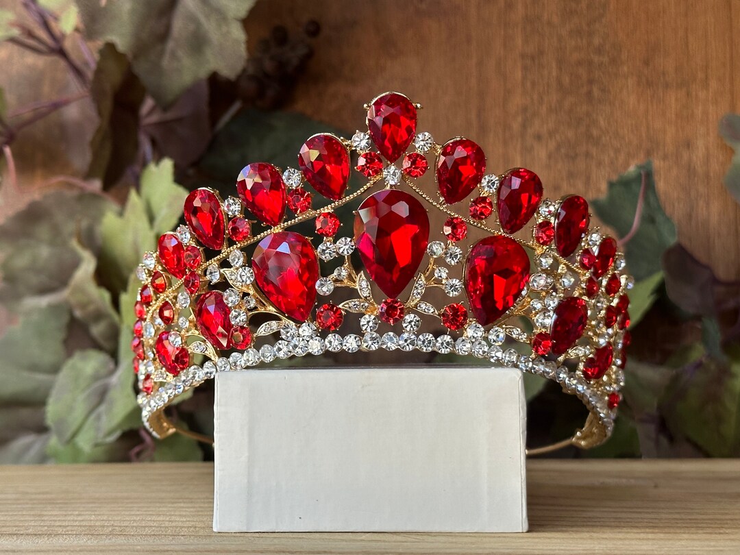Red Tiara Quinceanera Birthday Tiara Wedding Tiara Princess Coronation ...