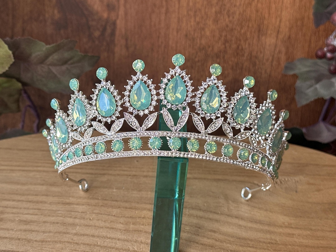 Sage Tiara Quinceanera Tiara Wedding Sage Green and Silver Tiara Prom Princess Coronas Para ...