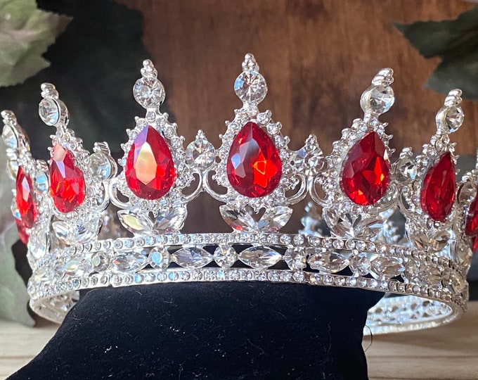 FAST SHIPPING Silver With Red Tiara, Gorgeous Silver Tiara, Silver ...