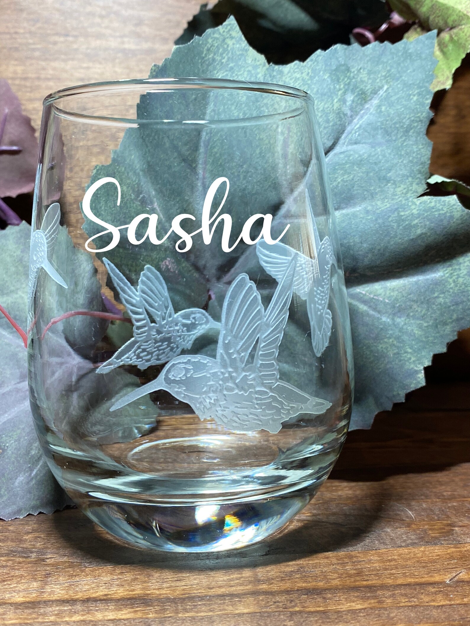 Hummingbird Stemless Wine Glass Personalize Hummingbirds Glass - Etsy