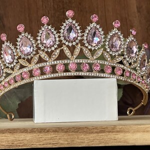 Pink Tiara Quinceanera Tiara Wedding Pink and Gold Tiara Pink Tiara ...