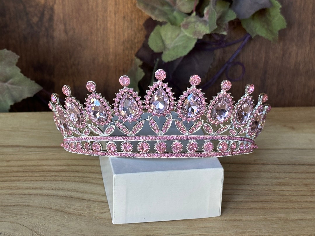 Full Pink & Silver Tiara Quinceañera Tiara Wedding Tiara Birthday ...