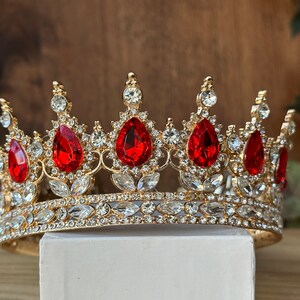 Red Crown Renaissance Crown Wedding Crown Red Birthday Crown Prom Queen ...