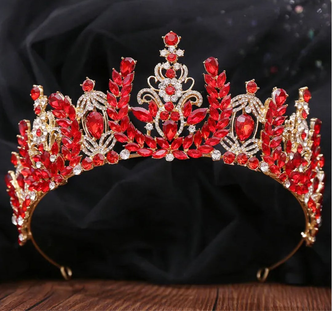 Red Tiara Cowgirl Tiara Quinceanera Tiara Red Wedding Birthday Tiara ...