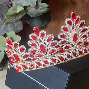Red Tiara Quinceanera Tiara Bridal Tiara Wedding Tiara Red and - Etsy