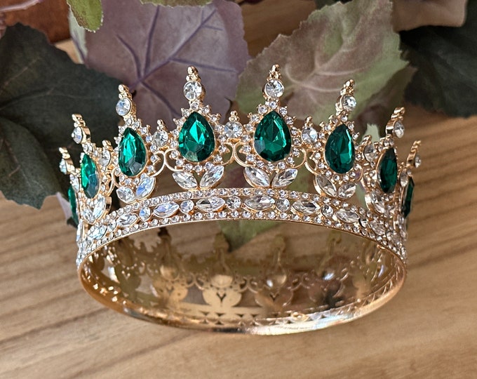 Emerald Green Crown Renaissance Crowns Birthday Crowns Wedding Crown ...