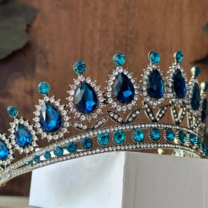 Blue Tiara Teal Sapphire Tiara Quinceanera Tiara Wedding Tiara Princess ...