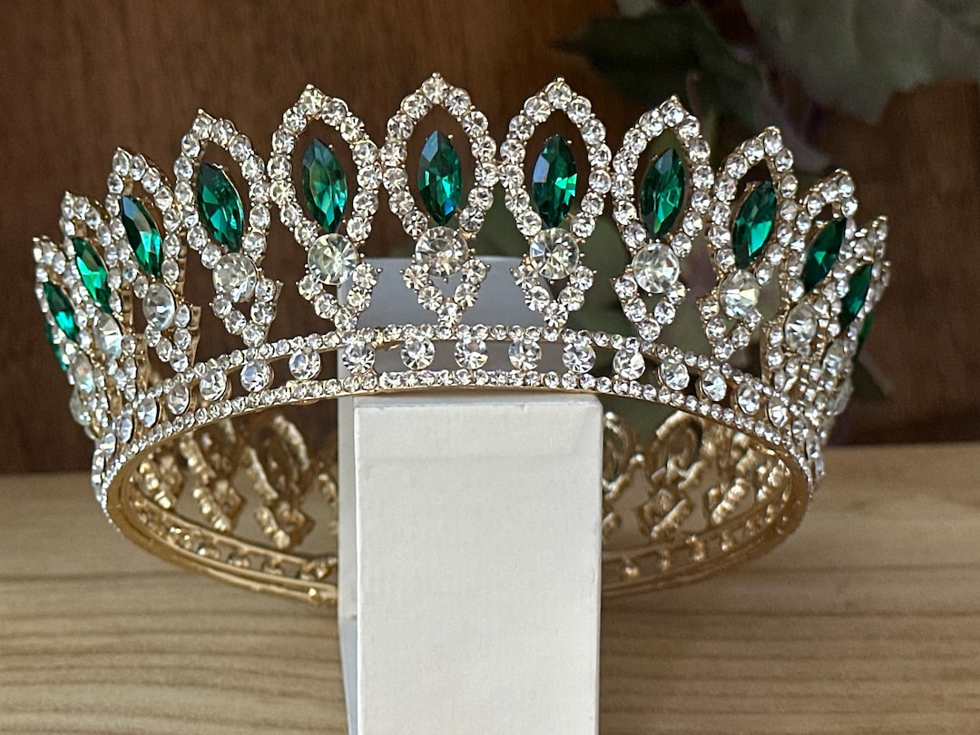 Green Crown and Crystal Quinceanera Crown Birthday Crown Wedding Crown ...