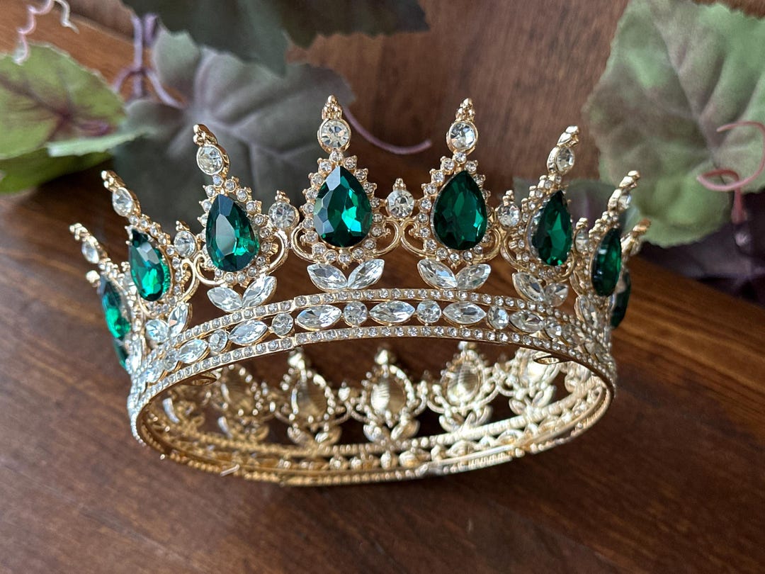 Corona verde esmeralda y dorada: Renacimiento, boda, graduación, corona ...