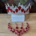 Red and Silver Tiara Set 3pcs Red Necklace With Earrings and Bracelet ...