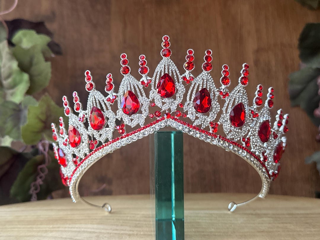 Red and Silver Tiara Quinceanera Red Tiara Wedding Tiara Red ...