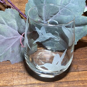 Hummingbird Stemless Wine Glass Personalize Hummingbirds Glass Custom ...