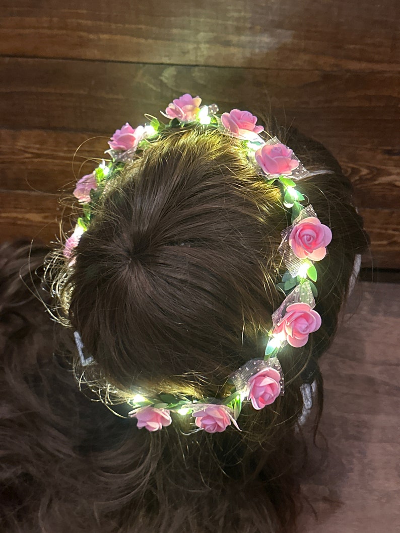 Light-up Flower Crowns: LED Crowns Garland, Wreath for Hair With Lights ...