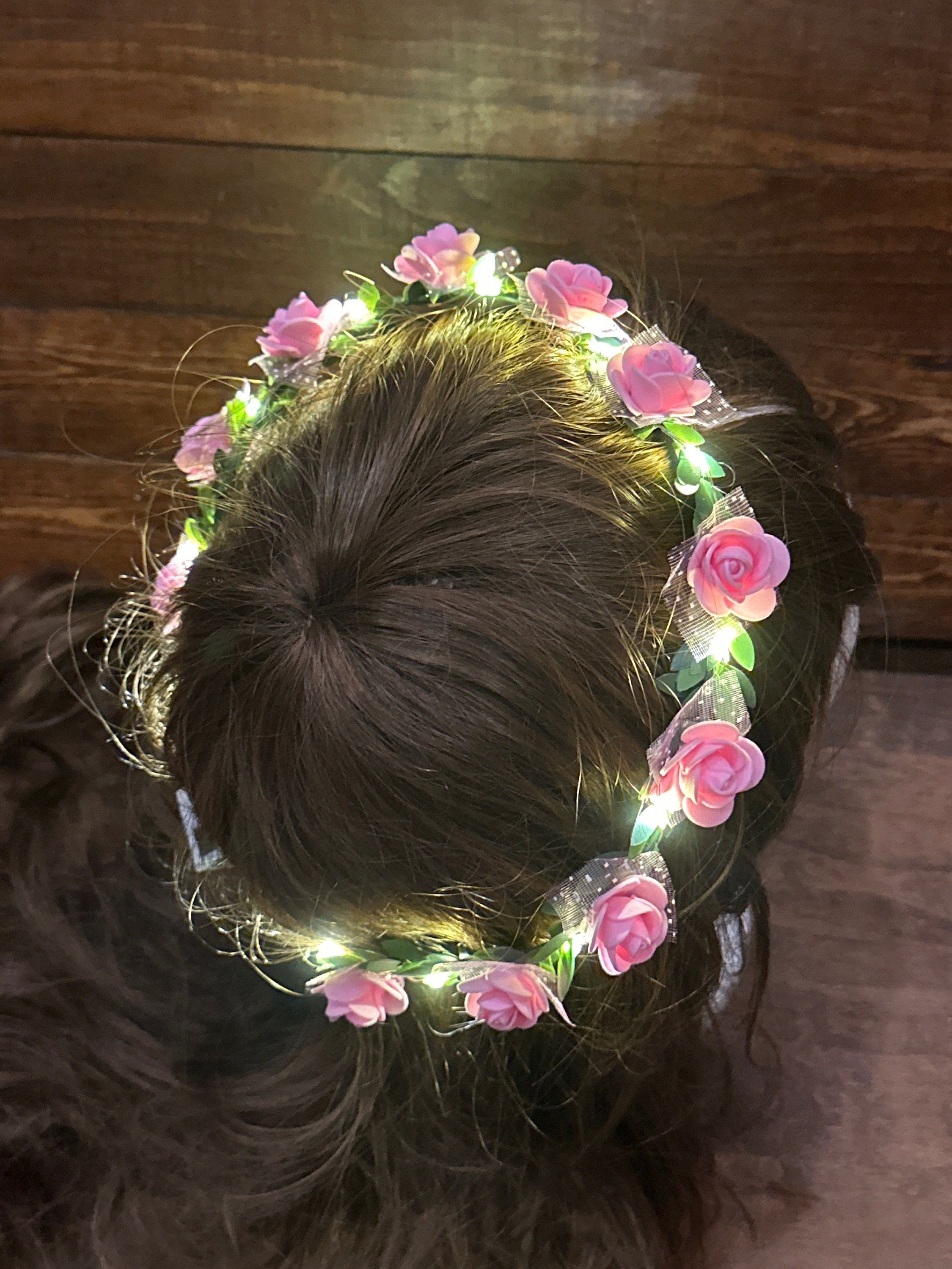 Light-up Flower Crowns: LED Crowns Garland, Wreath for Hair With Lights ...