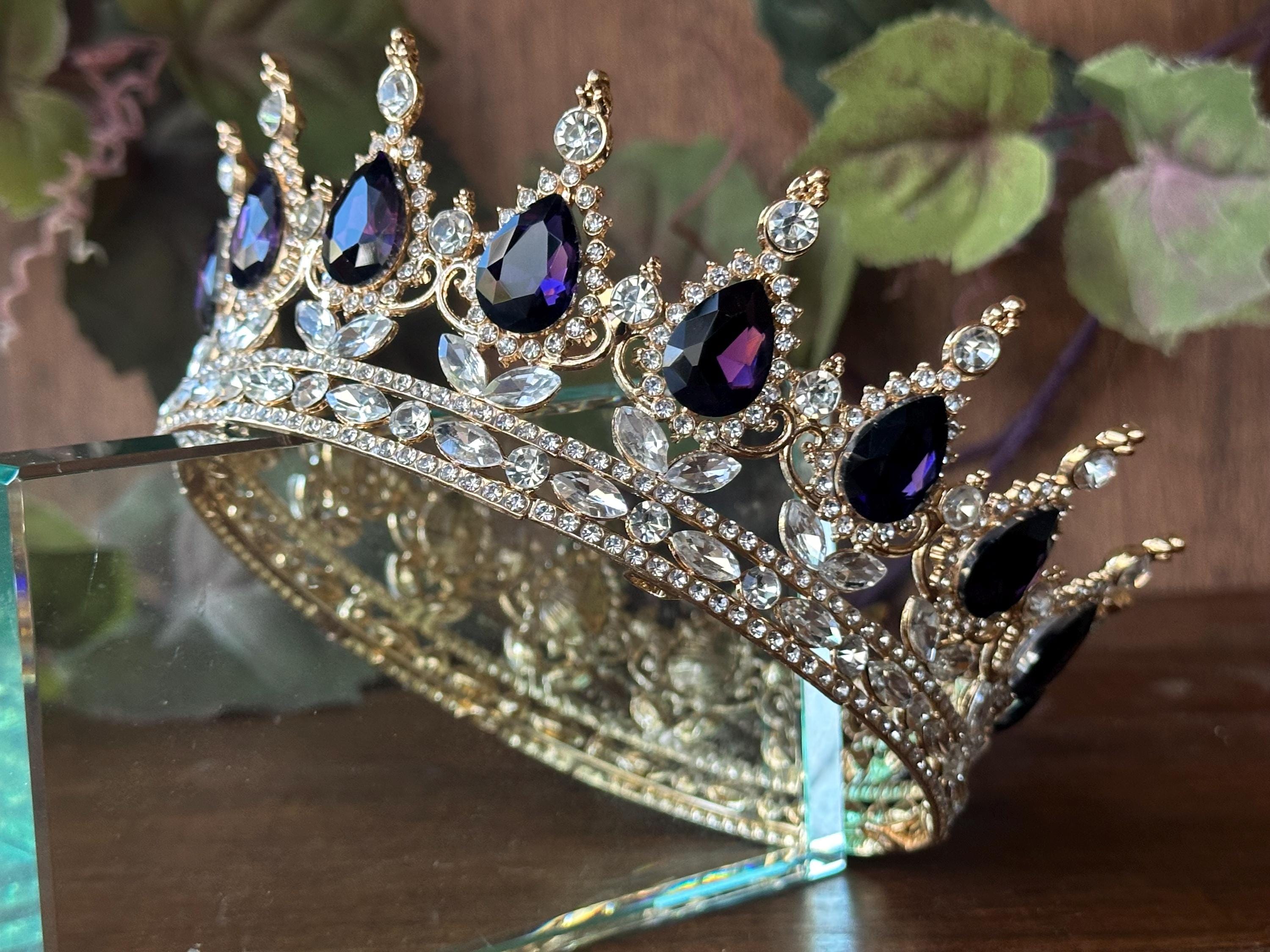 Purple and Gold Crown: Renaissance, Wedding, Prom, Small Queen Crown ...
