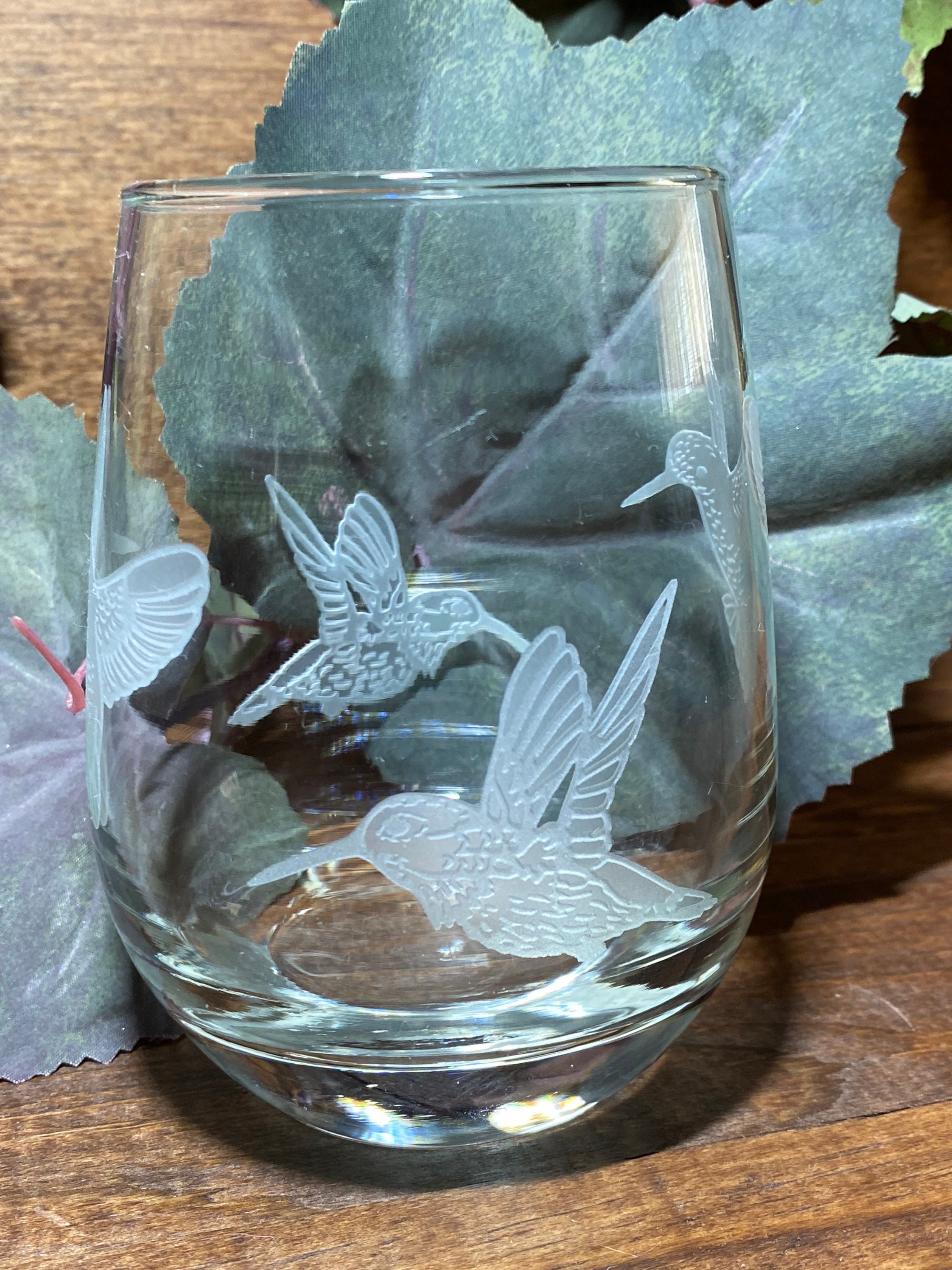 Hummingbird Stemless Wine Glass Personalize Hummingbirds Glass - Etsy