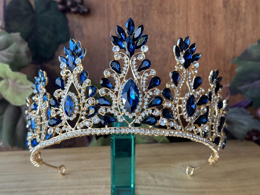 Navy Blue & Gold Tiara: Quinceanera, Wedding, Birthday, Coronas Para ...