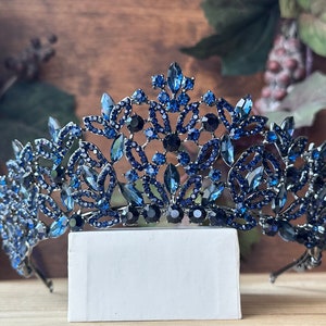 Navy Blue Tiara Set Quinceanera Tiara Birthday Tiara Wedding Tiara Navy ...