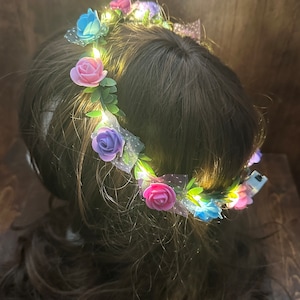 Light-up Flower Crowns: LED Crowns Garland, Wreath for Hair With Lights ...