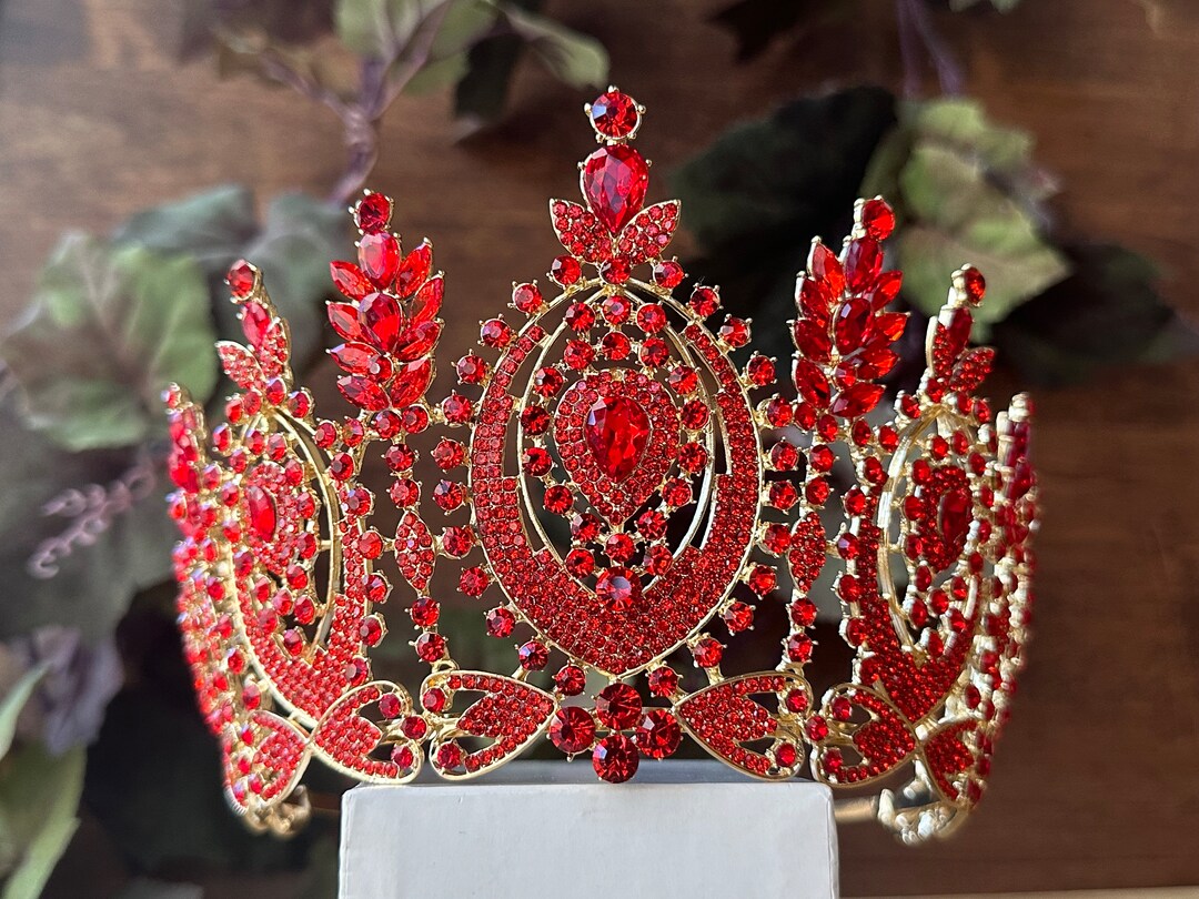 Full Red Tiara Quinceañera Tiara Wedding Tiara Birthday Coronas Para ...