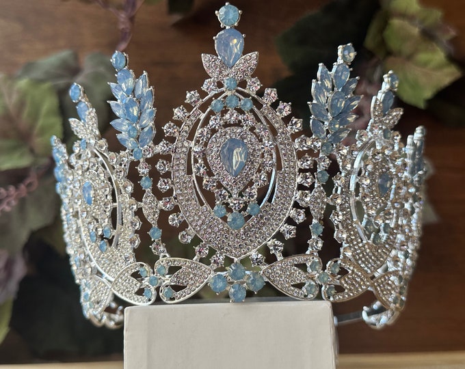 Light Blue Tiara Quinceanera Tiara Wedding Tiara Light Blue Birthday ...
