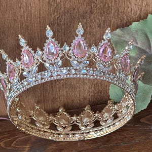 Pink & Gold Crown: Renaissance, Wedding, Prom, Small Queen Crown ...