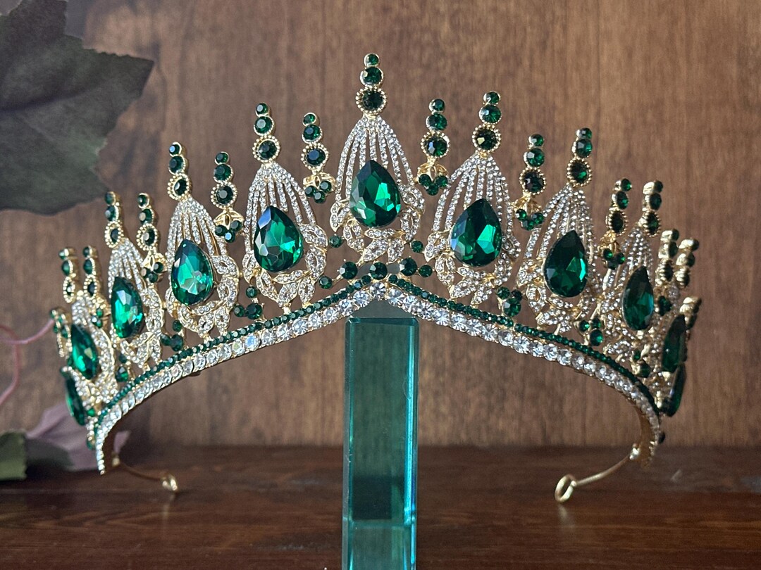 Green Tiara Quinceanera Tiara Wedding Tiara Emerald Green Quinceanera ...