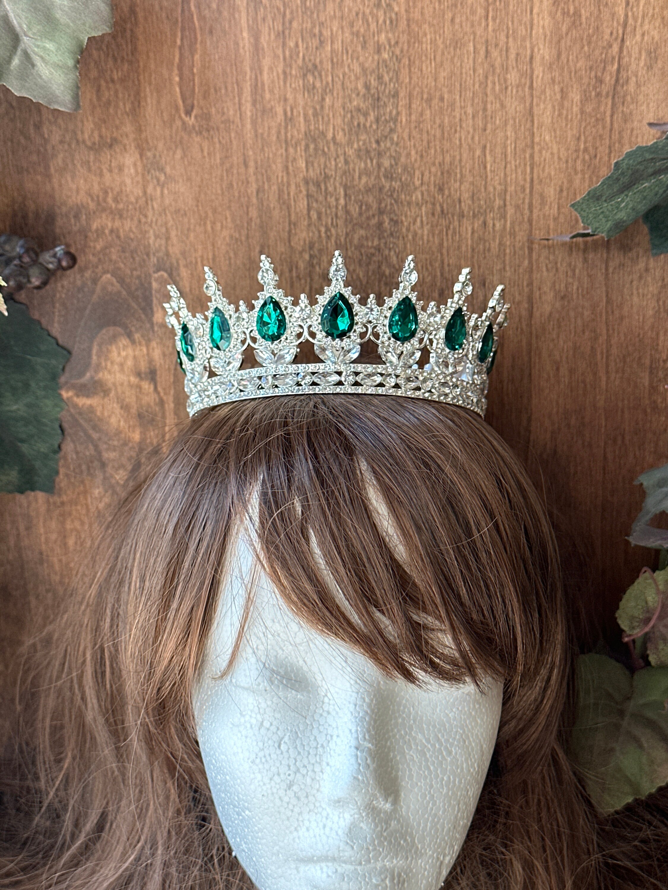 Emerald Green and Silver Crown: Renaissance, Wedding, Prom, Small Queen ...
