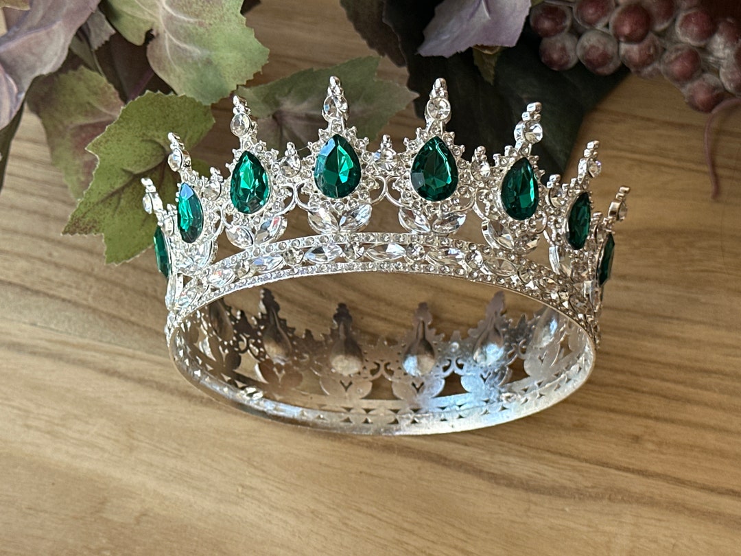 Emerald Green and Silver Crown: Renaissance, Wedding, Prom, Small Queen ...