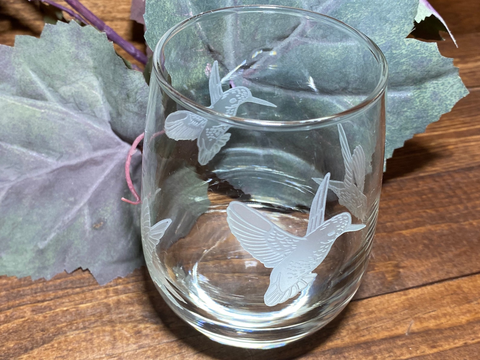 Hummingbird Stemless Wine Glass Personalize Hummingbirds Glass - Etsy