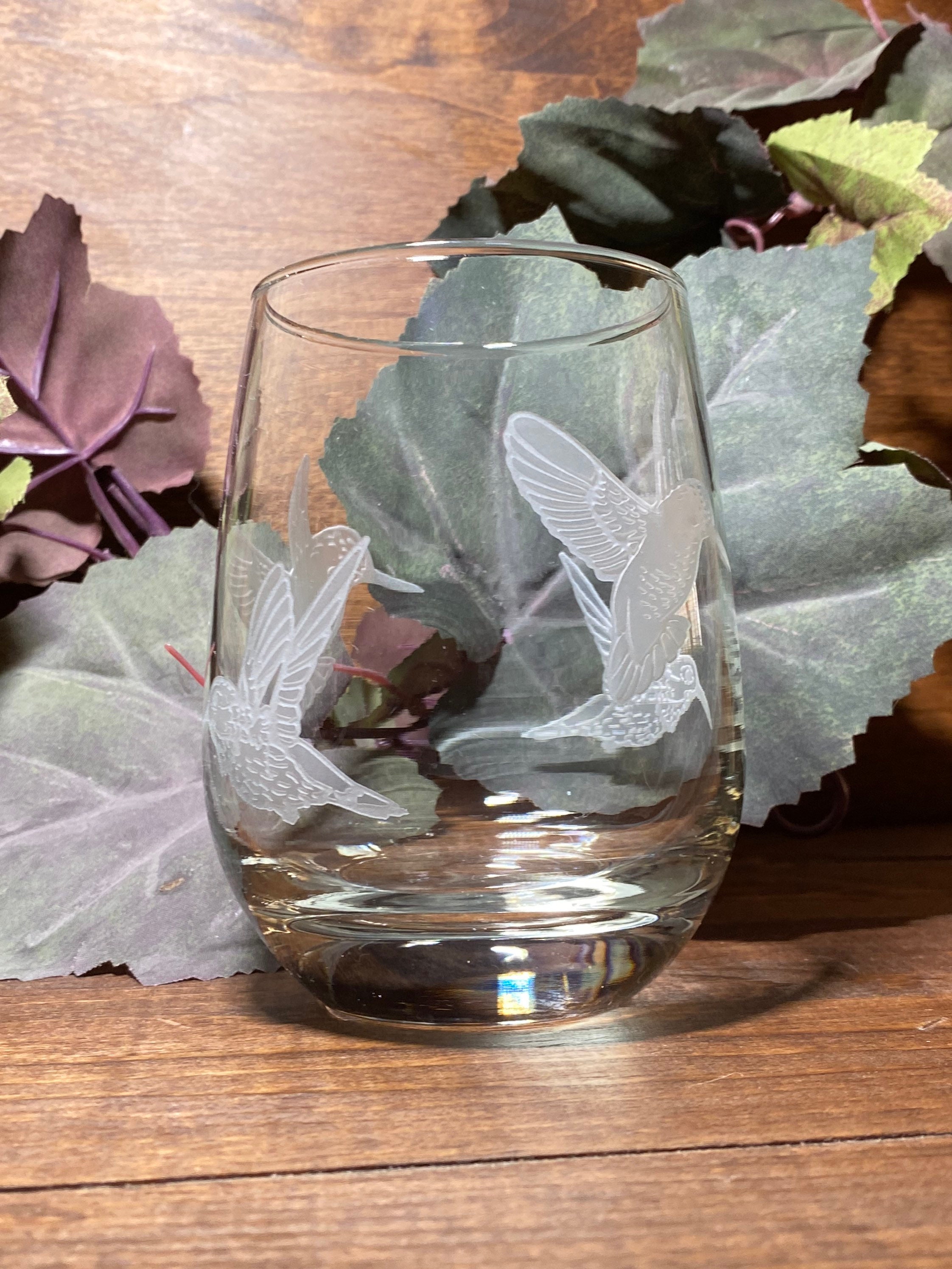 Hummingbird Stemless Wine Glass Personalize Hummingbirds Glass - Etsy