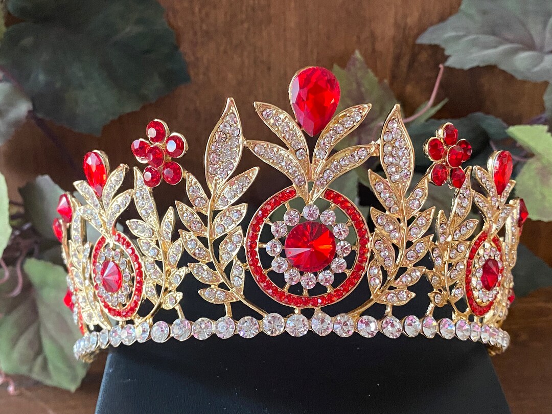 Red and Crystal Tiara Quinceanera Tiara Bridal Tiara Wedding - Etsy