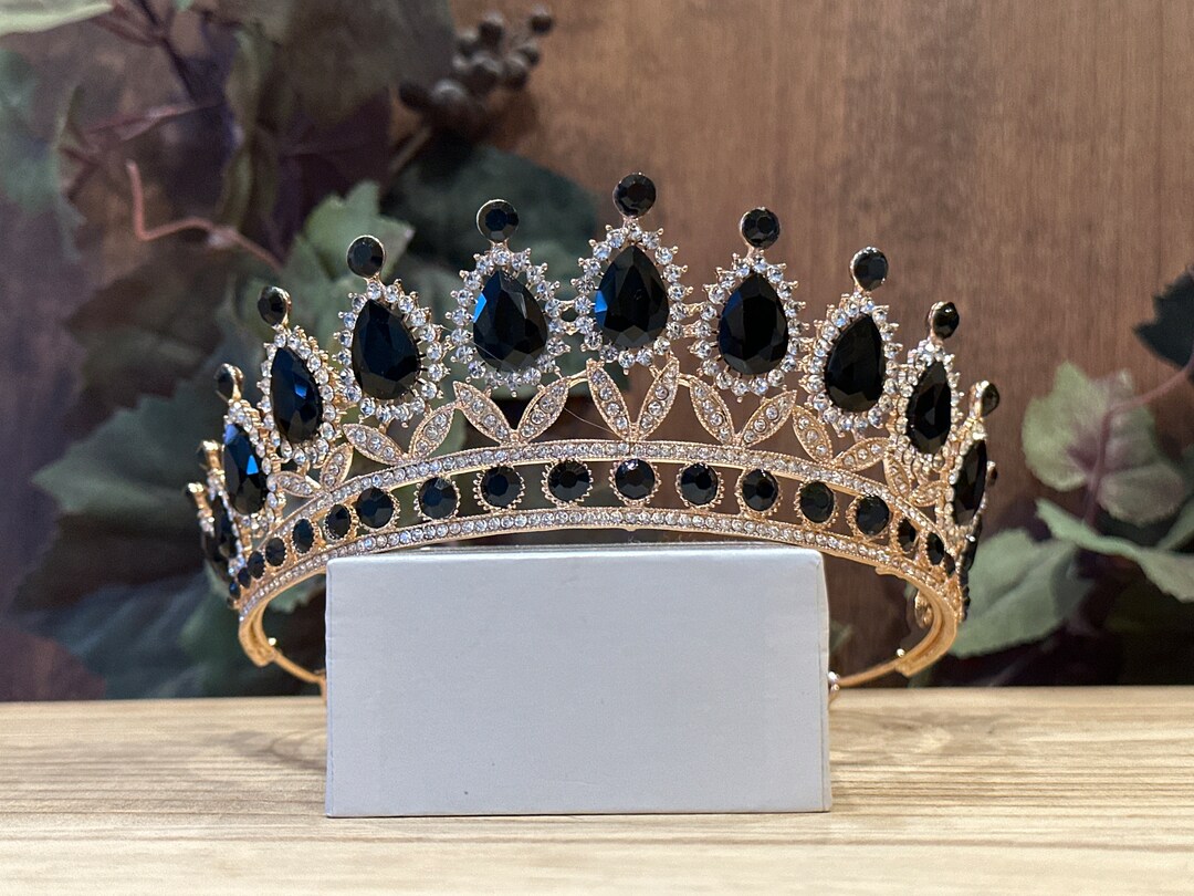 Black Tiara Quinceanera Tiara Wedding Tiara Black and Gold Birthday ...
