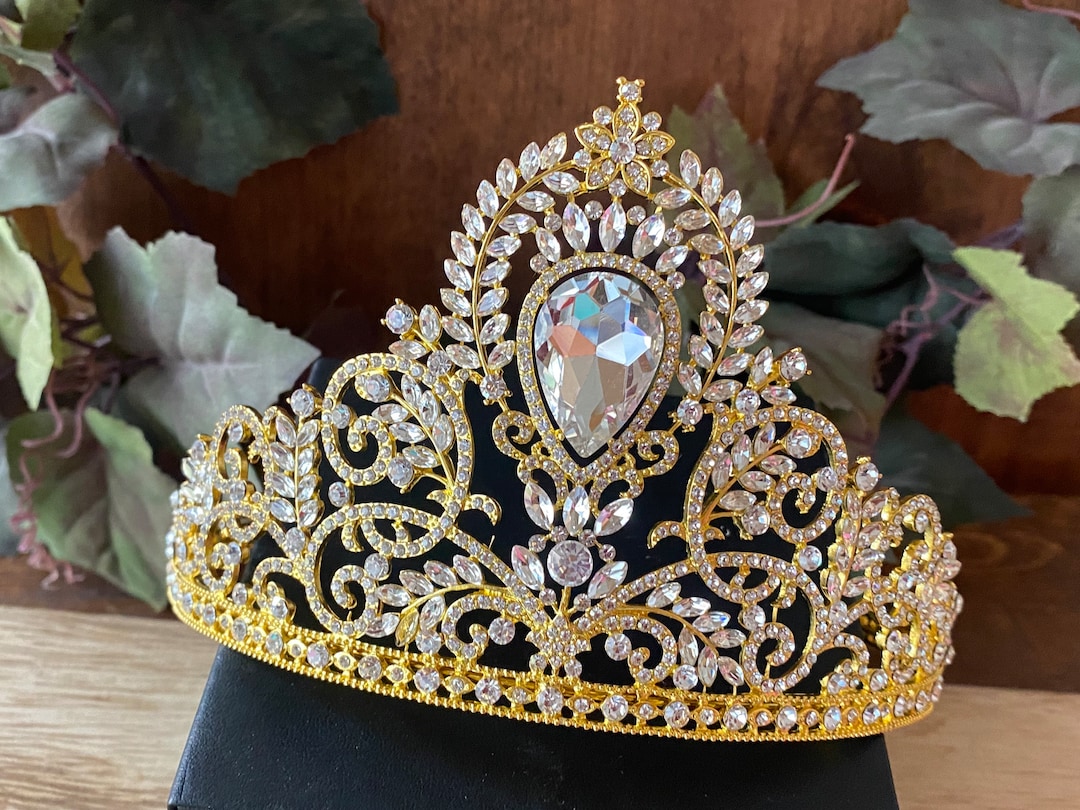 Gold Tiara Queen Tiara Quinceanera Tiara Bridal Tiara Wedding Tiara ...