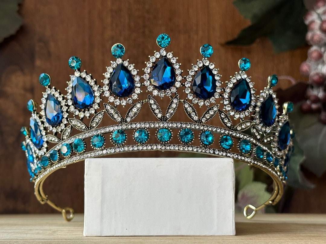 Blue Tiara Teal Sapphire Tiara Quinceanera Tiara Wedding Tiara Princess ...