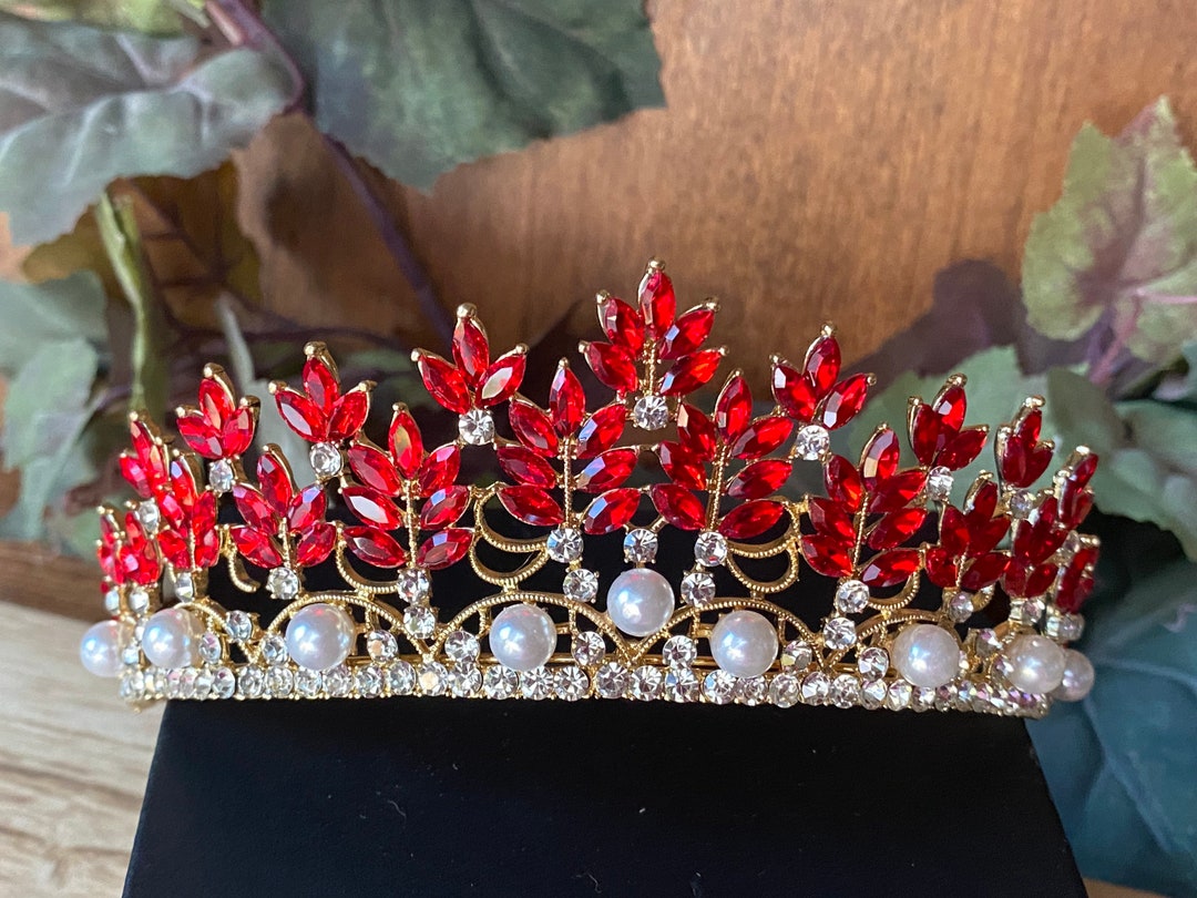 Red Tiara Quinceanera Tiara Wedding Tiara Princess Coronation Tiara ...
