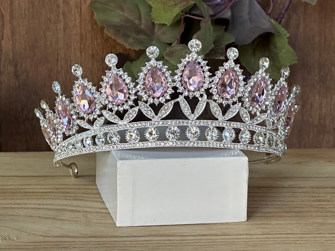 PINK and Silver Tiara Quinceañera Tiara Wedding Tiara Birthday Coronas ...