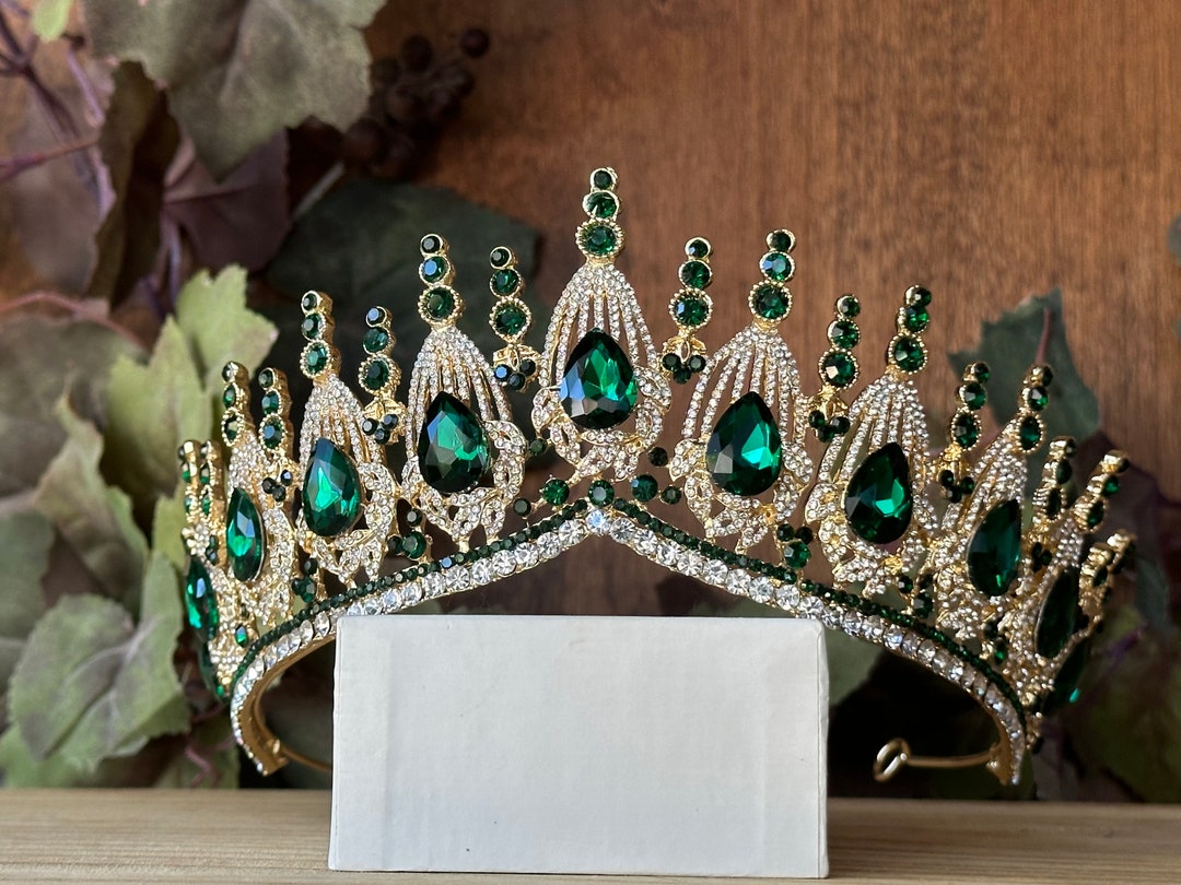 Green Tiara Quinceanera Tiara Wedding Tiara Emerald Green Quinceanera ...
