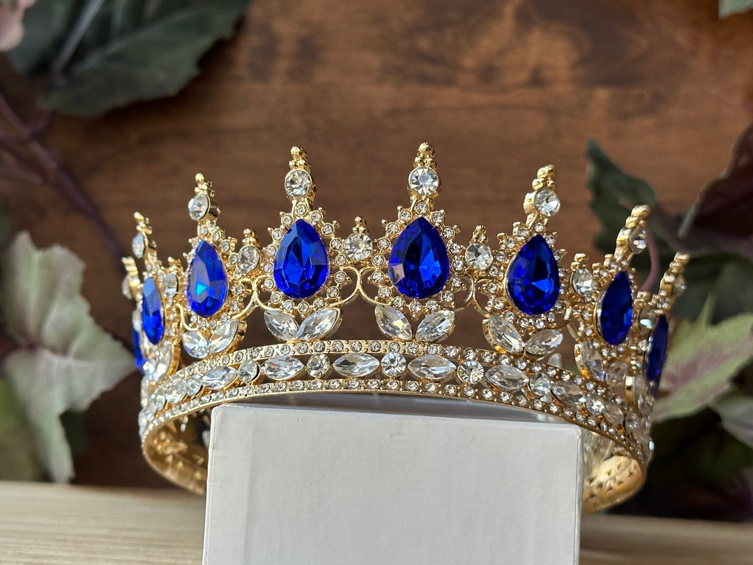 Royal Blue and Gold Crown Renaissance Crowns Birthday Crowns Wedding ...