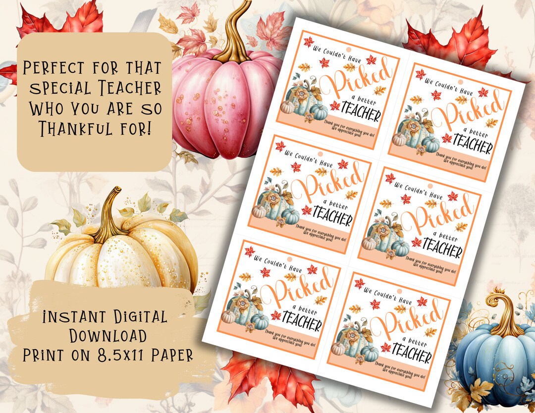 Printable thankful Tags for Teachers - Etsy