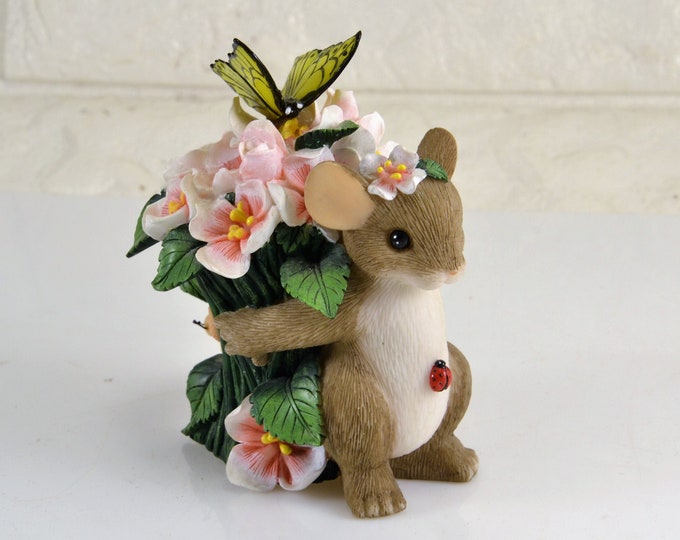 Charming Tails Figurine Fitz Floyd Mouse If Friends Were Flowers I'd ...