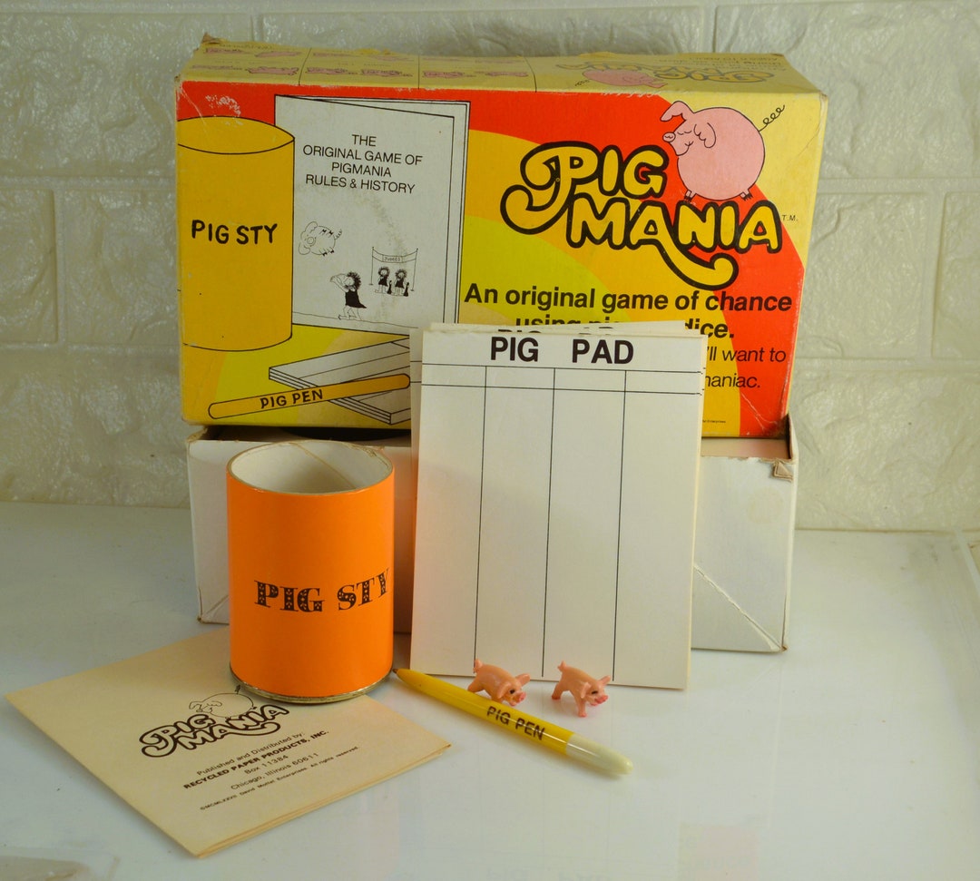 Pig Mania Game 1977 Parker Brothers Complete W/ Pig Pen Sty Pad & 2 ...