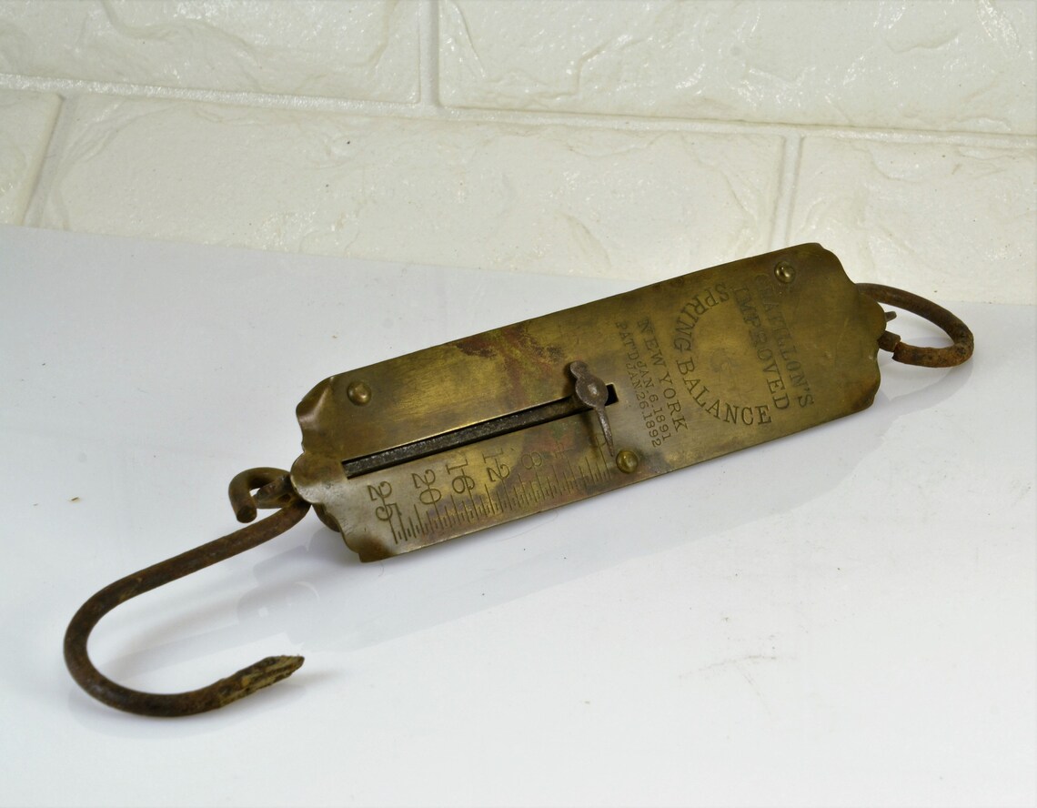 Chatillon Hanging Scale Antique Spring Balance Brass Front 25 - Etsy