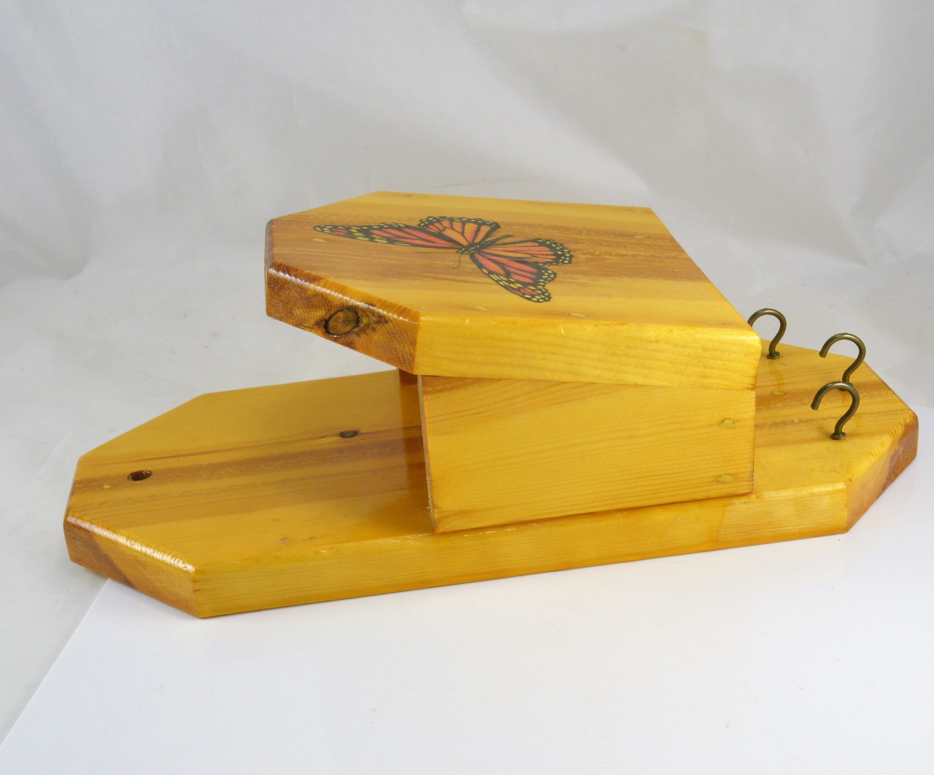 Pine Mail Organizer - Monarch Butterfly - Wall Mount Letter Holder - 3 ...