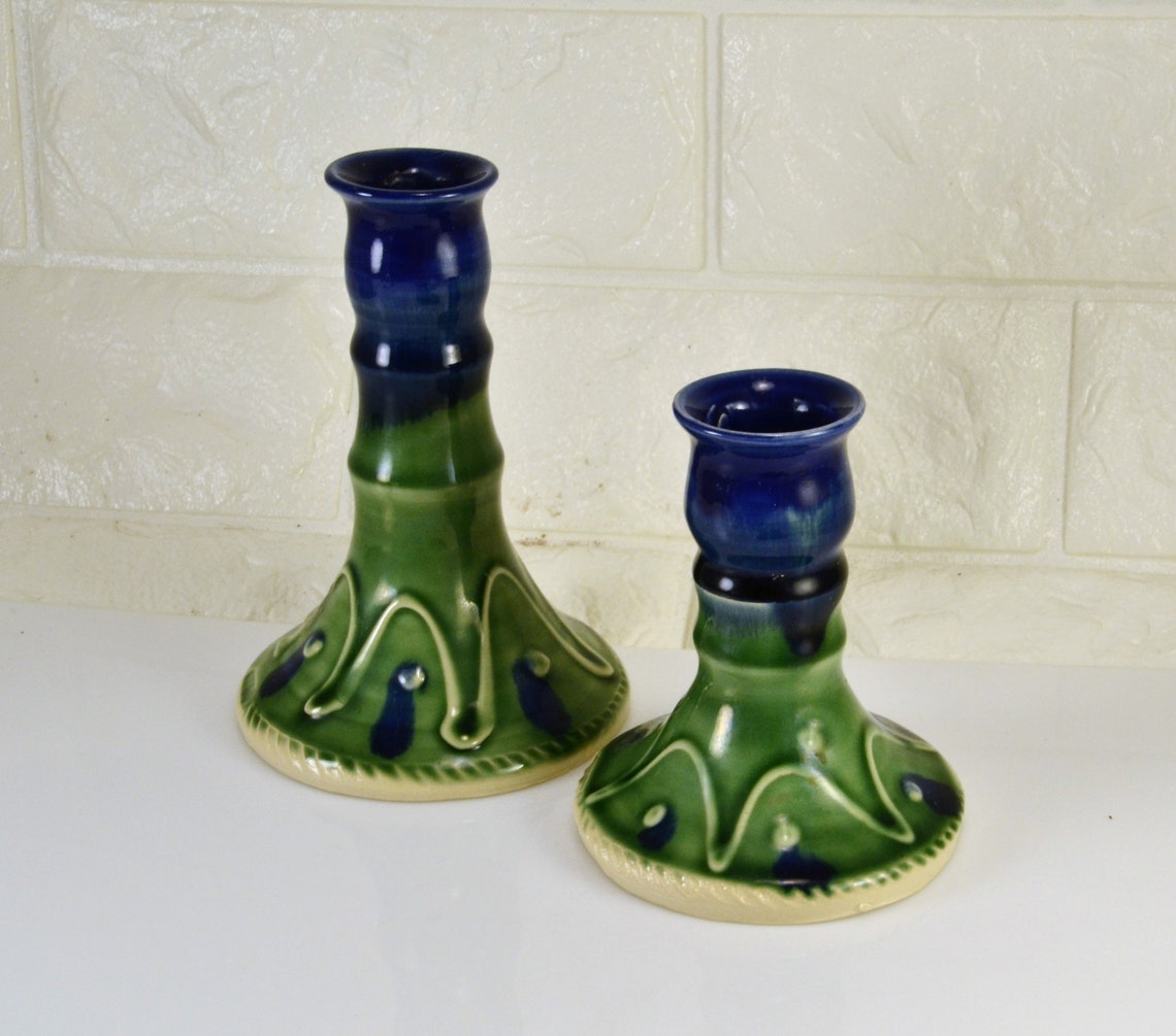2 Candlestick Holders Ireland Castle Arch Pottery Kilkenny - Etsy